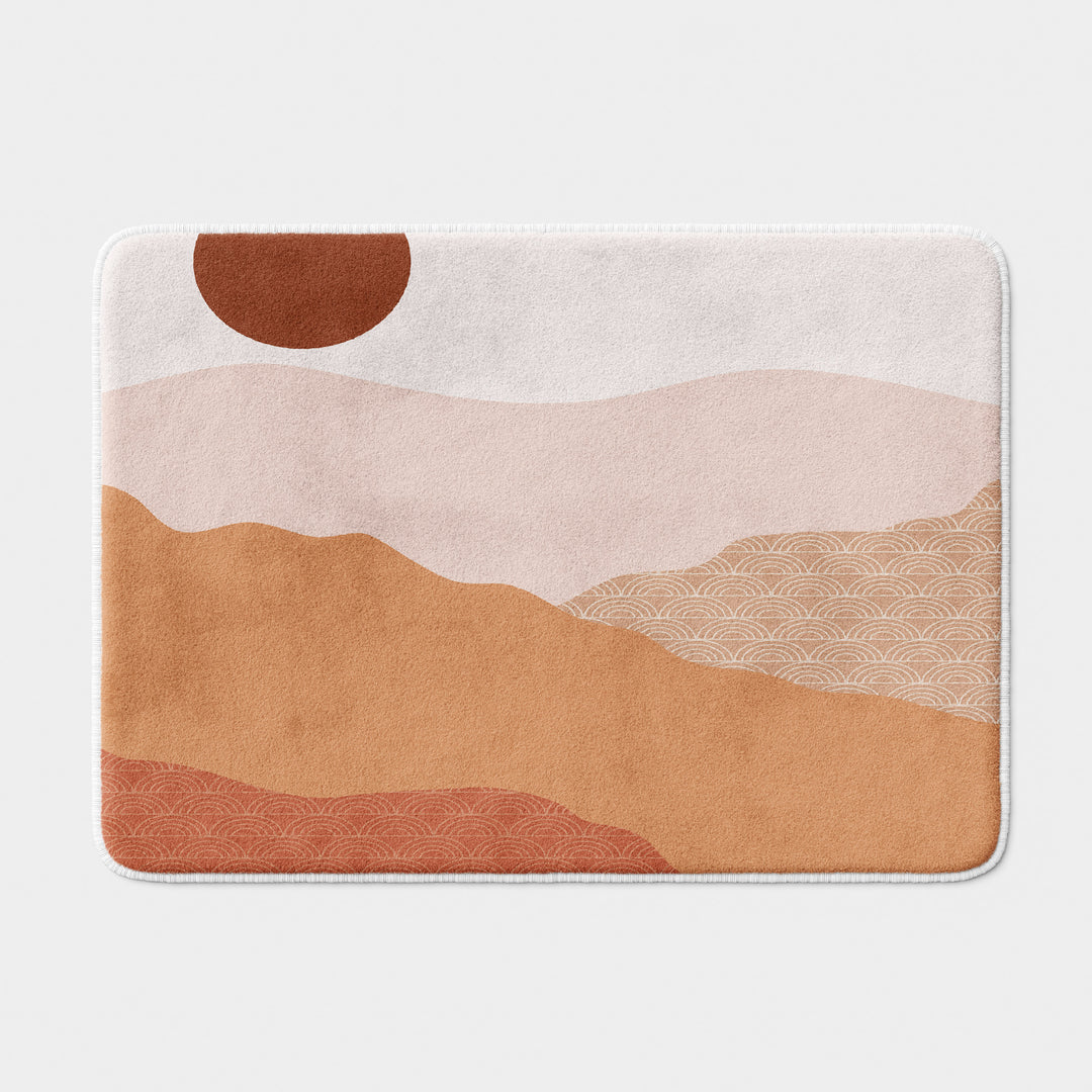 Terracotta Sunset Landscape Earth Tones Boho Bath Mat TERRAN – Shapes Decor
