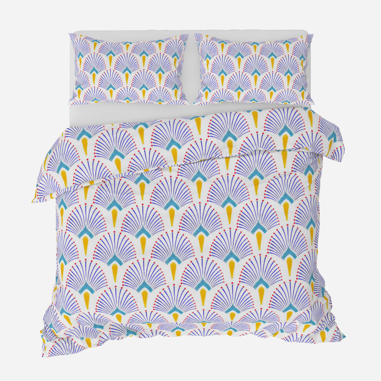 Mediterranean Floral Tiles Art Deco Cotton Duvet Cover Set ISADORA ...