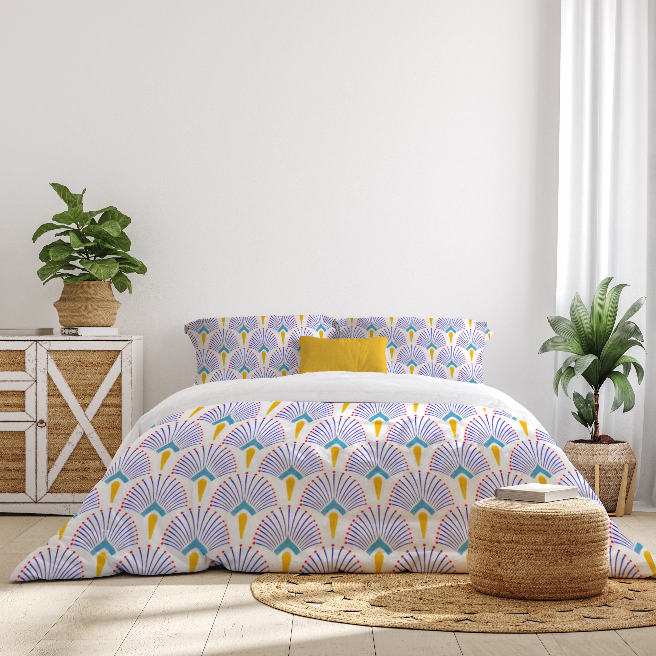Mediterranean Floral Tiles Art Deco Cotton Duvet Cover Set ISADORA ...